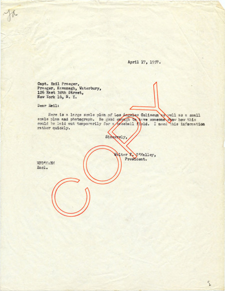 Letter from Walter O’Malley to Emil Praeger | Business Correspondence ...